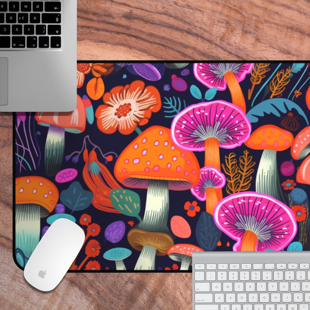 Deskmat Mushroom Gaming Desk Mat Cottagecore Mouse Pad Colorful Laptop ...