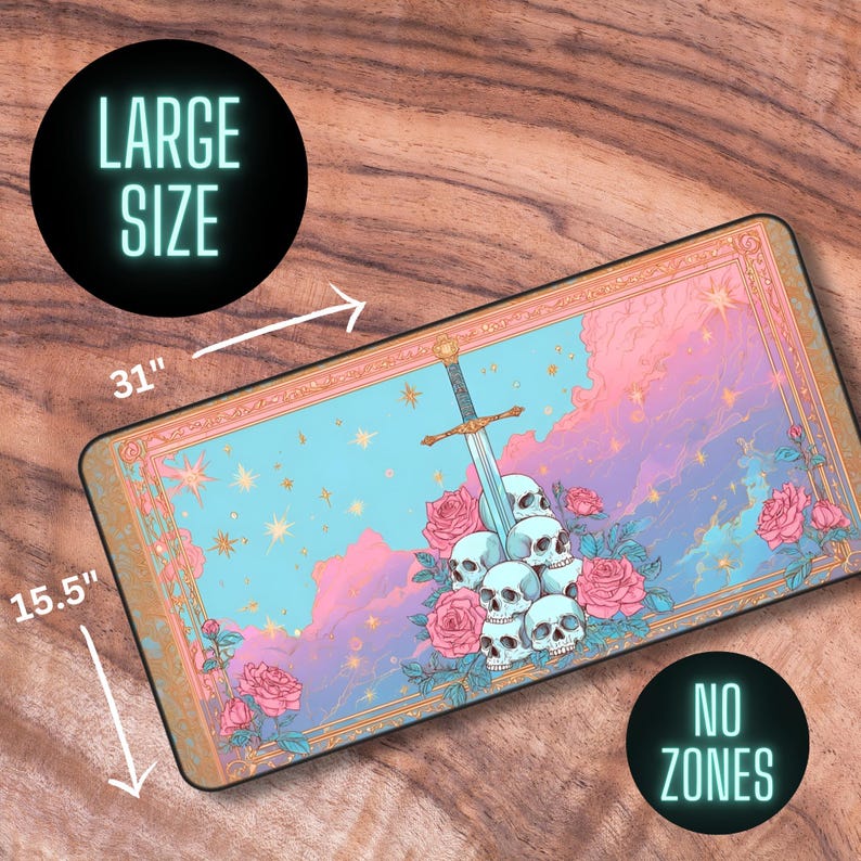 MTG Playmat, Cute Sword and Skull Themed MTG Playmat, Pastel Tarot ...