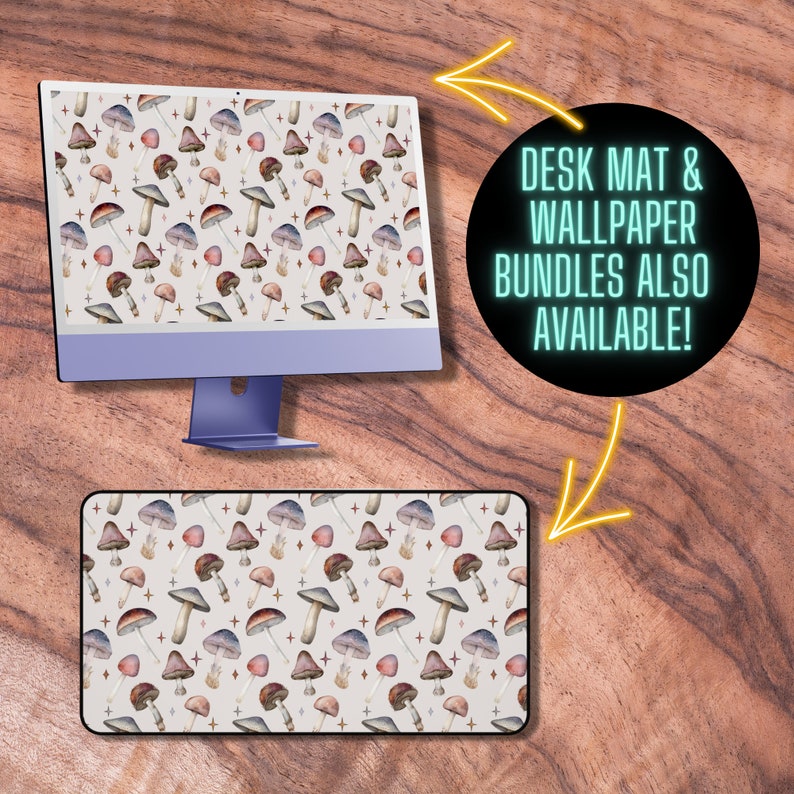 Cottagecore Mushroom Desk Mat, Keyboard Wrist Rest, Vintage Mushroom ...