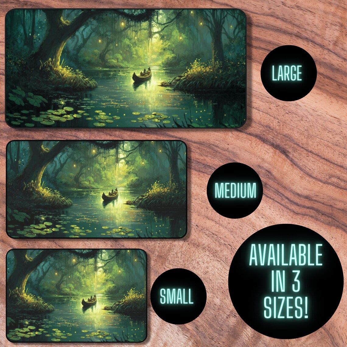 Green Bayou Desk Mat, Enchanted Forest Mouse Pad, XXL Mouse Pad, Green ...