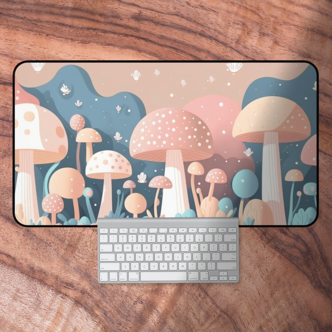 Cottagecore Mushroom Desk Mat, Cute Mushroom Mouse Pad, Pink Keyboard ...