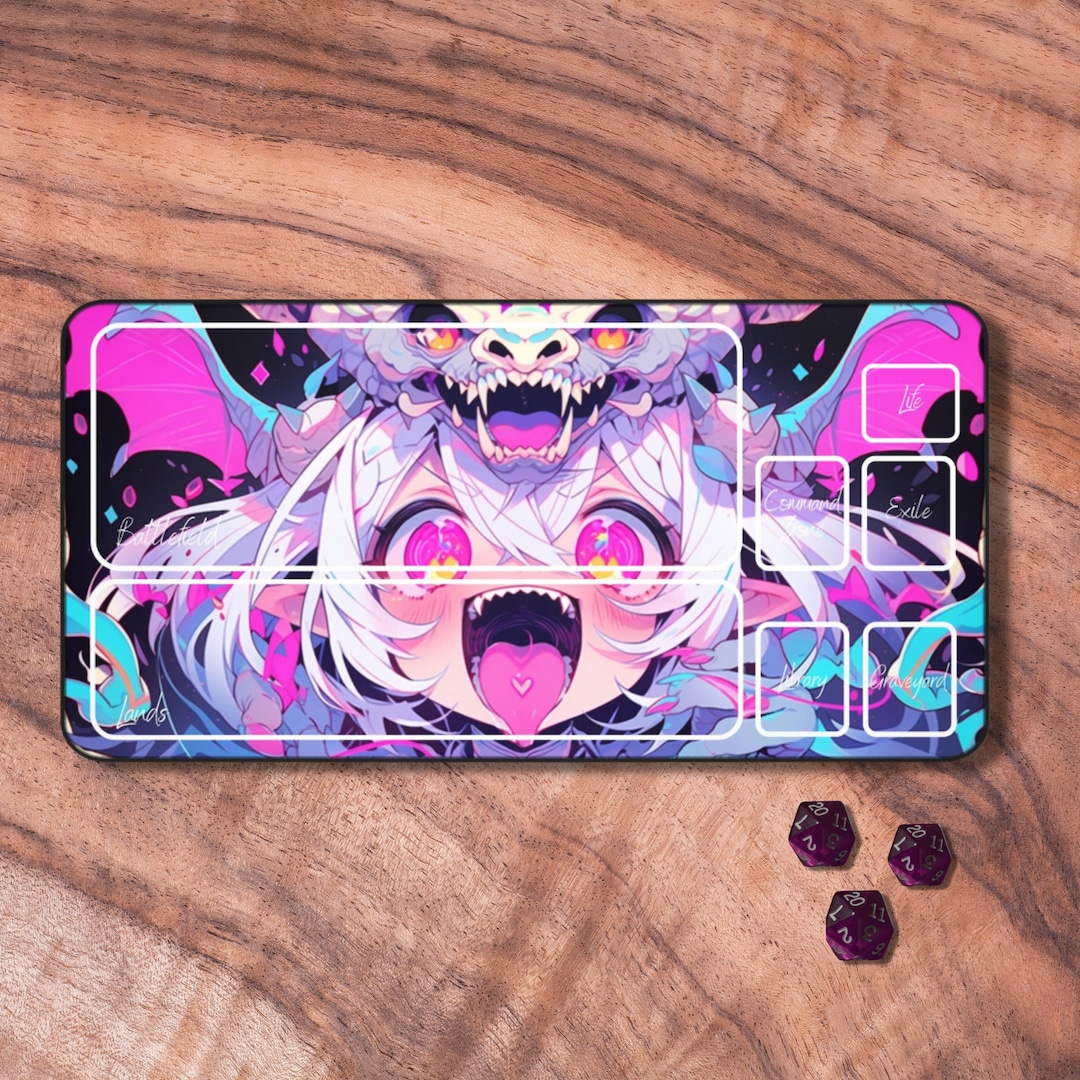 MTG Playmat With Zones, Cute Anime TCG Playmat, Unofficial MTG Playmat ...
