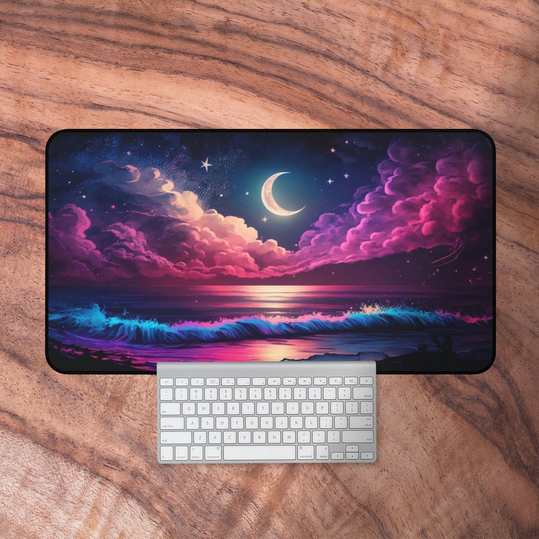 Cute Deskmat, Moon Gaming Desk Mat, Celestial Themed Large Mouse Pad ...
