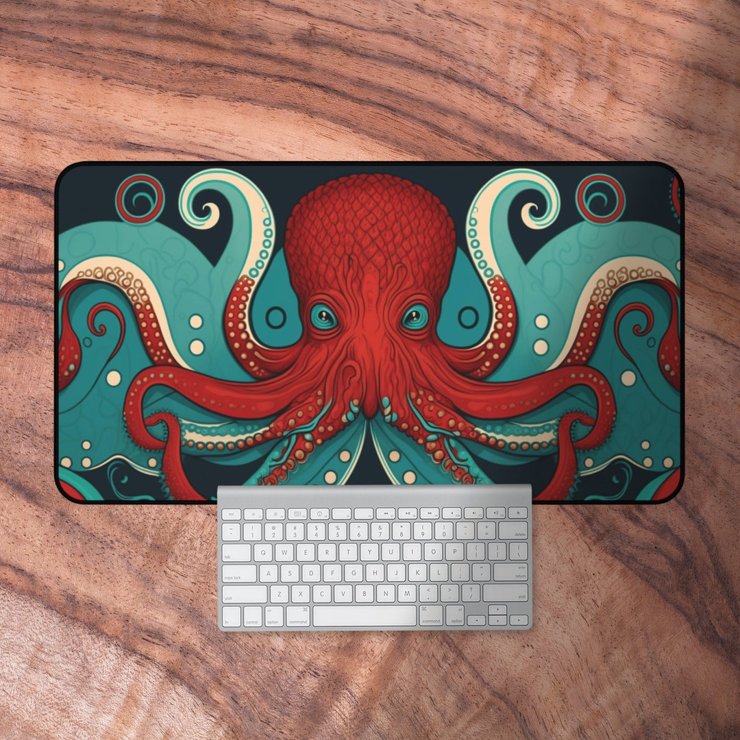 Large Octopus Desk Mat, Red Gaming Desk Mat, Octopus Mouse Pad XXL ...