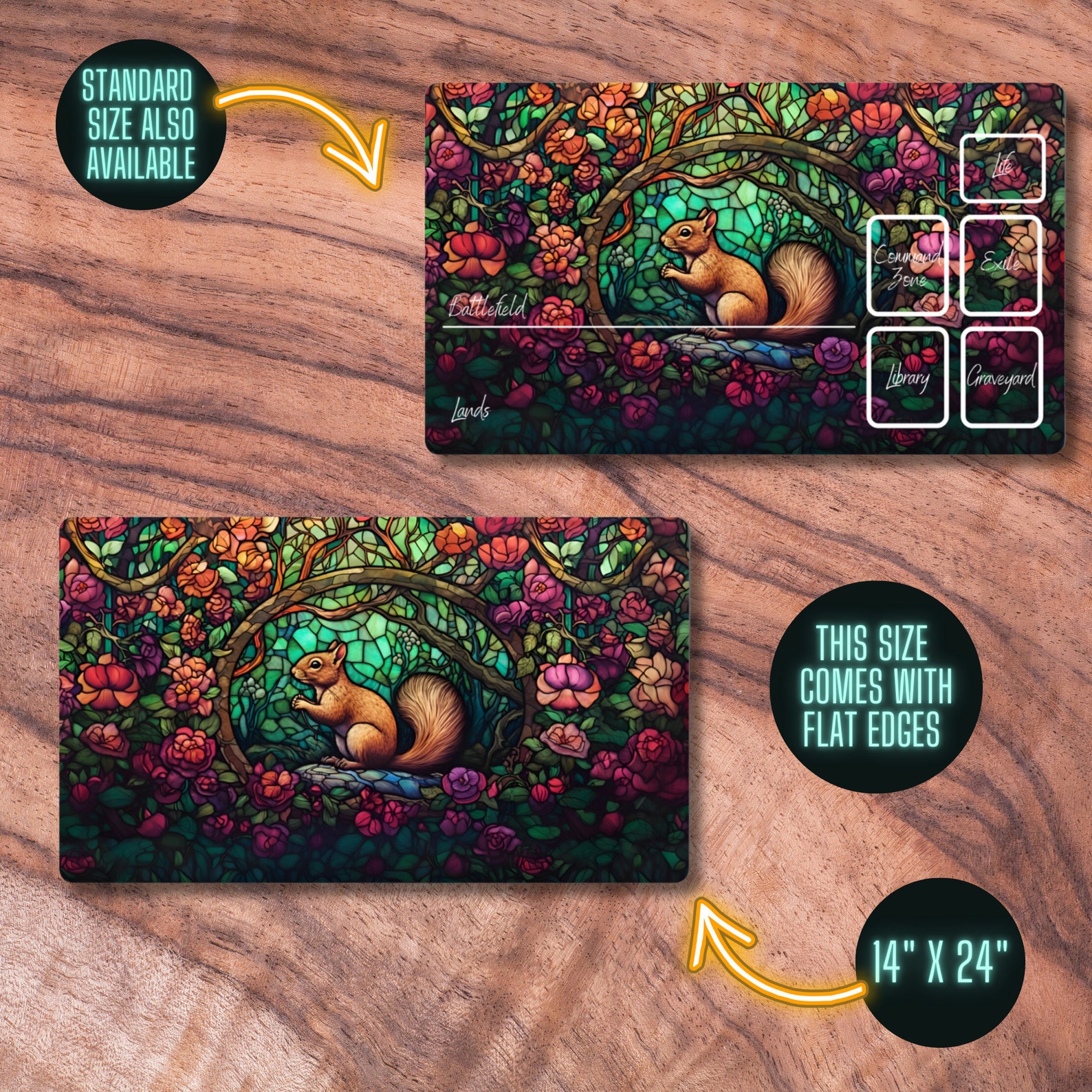MTG Playmat Squirrel, Stained Glass Themed MTG Playmat Available With ...