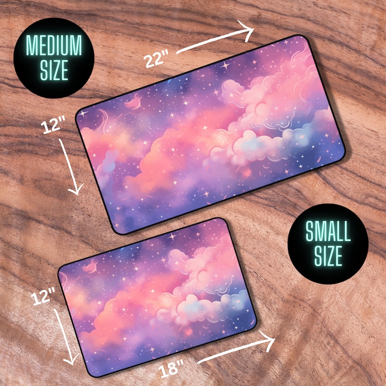 Desk Mat Kawaii Pink Sky Mouse Pad Cute Keyboard Mat Night Etsy