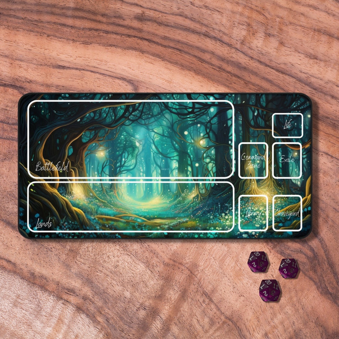 MTG Playmat Forest, MTG Playmat With Zones, Trading Card Game Playmat ...