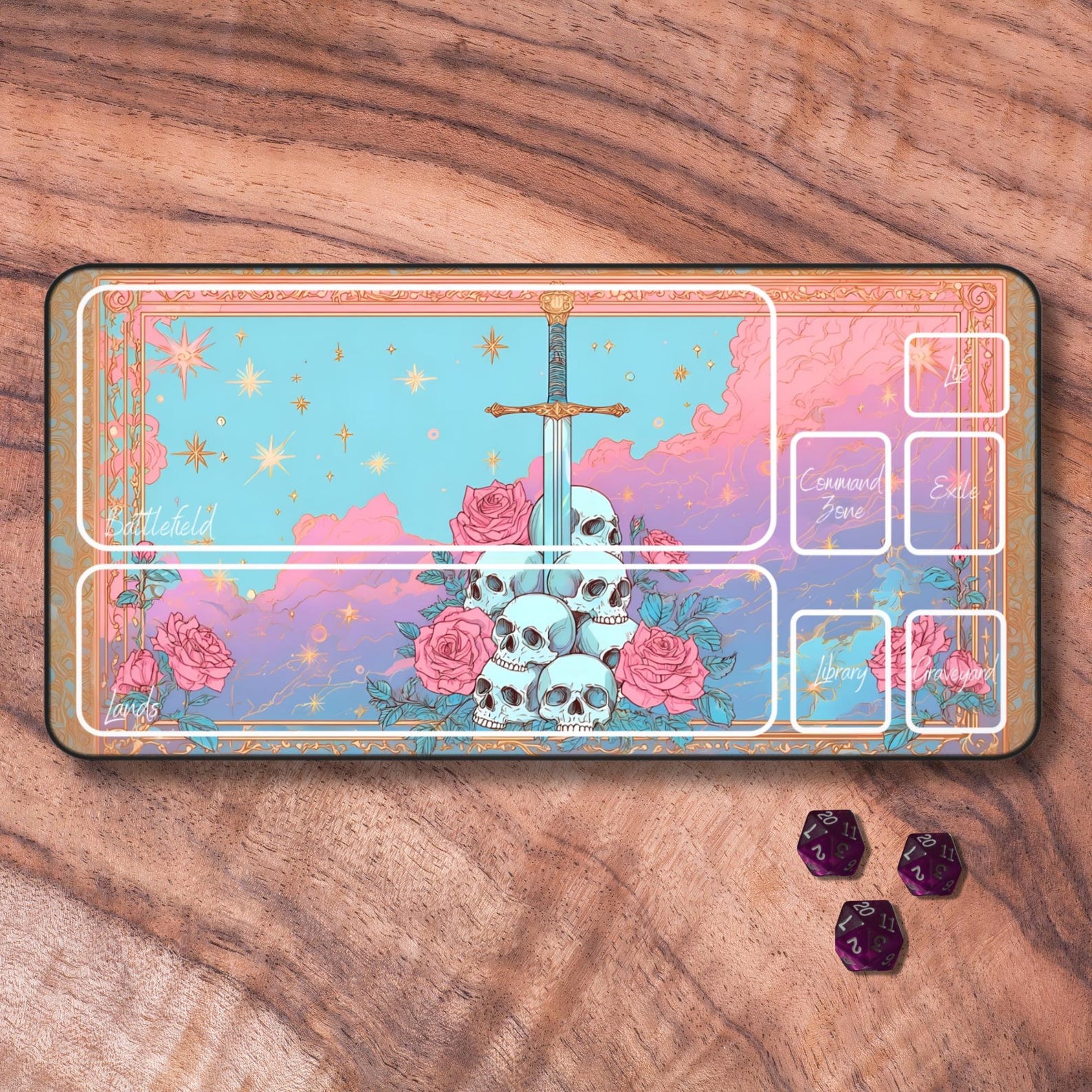 MTG Playmat, Cute Sword and Skull Themed MTG Playmat, Pastel Tarot ...