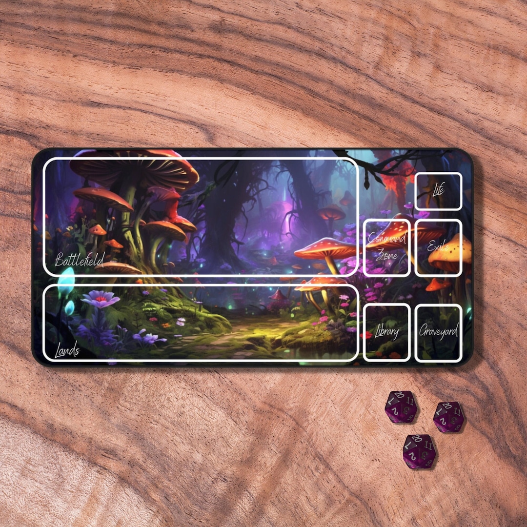 MTG Playmat Forest, TCG Playmat, Mushroom Forest Gaming Desk Mat ...