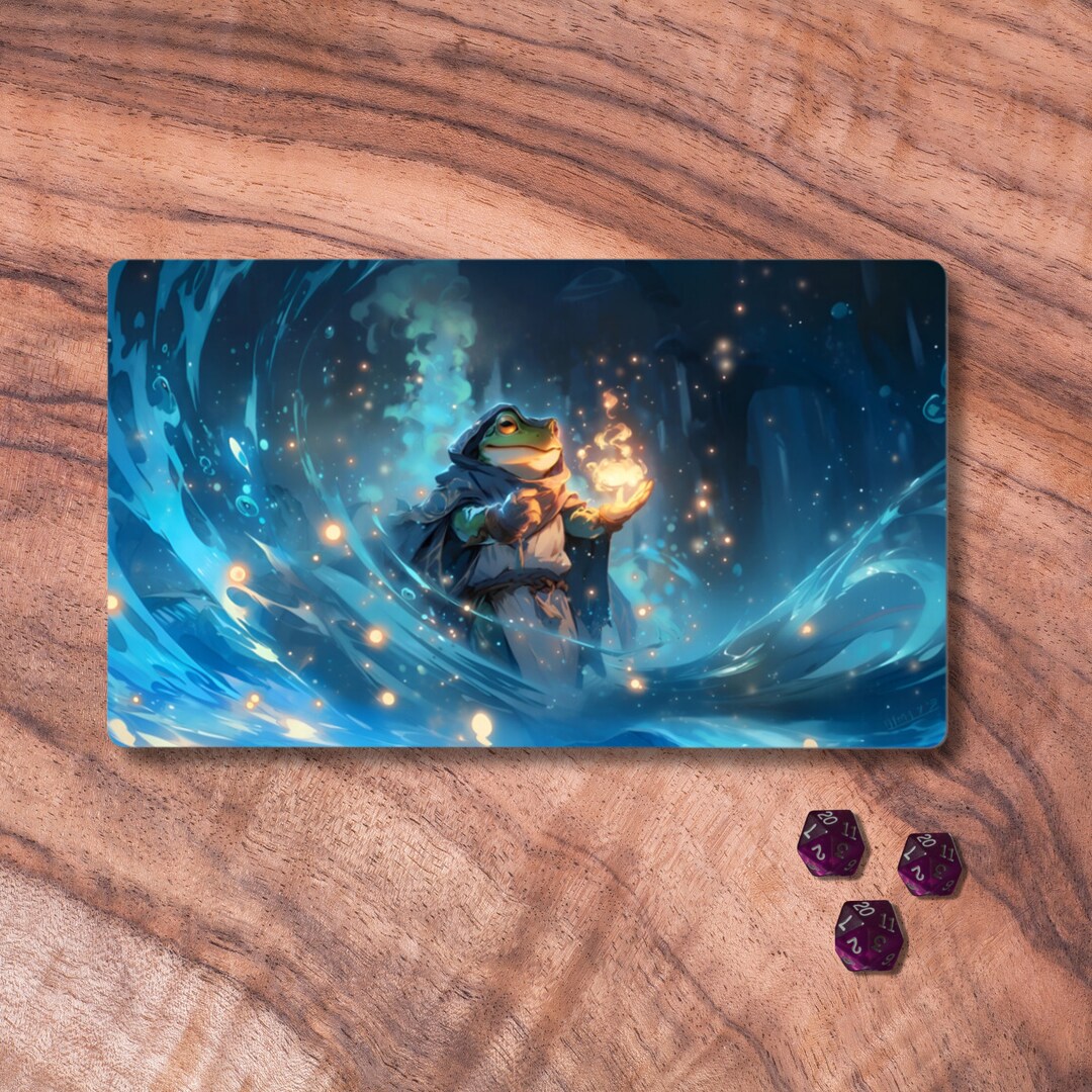 MTG Playmat With Zones, Frog Themed MTG Playmat, Frog Wizard Themed TCG ...