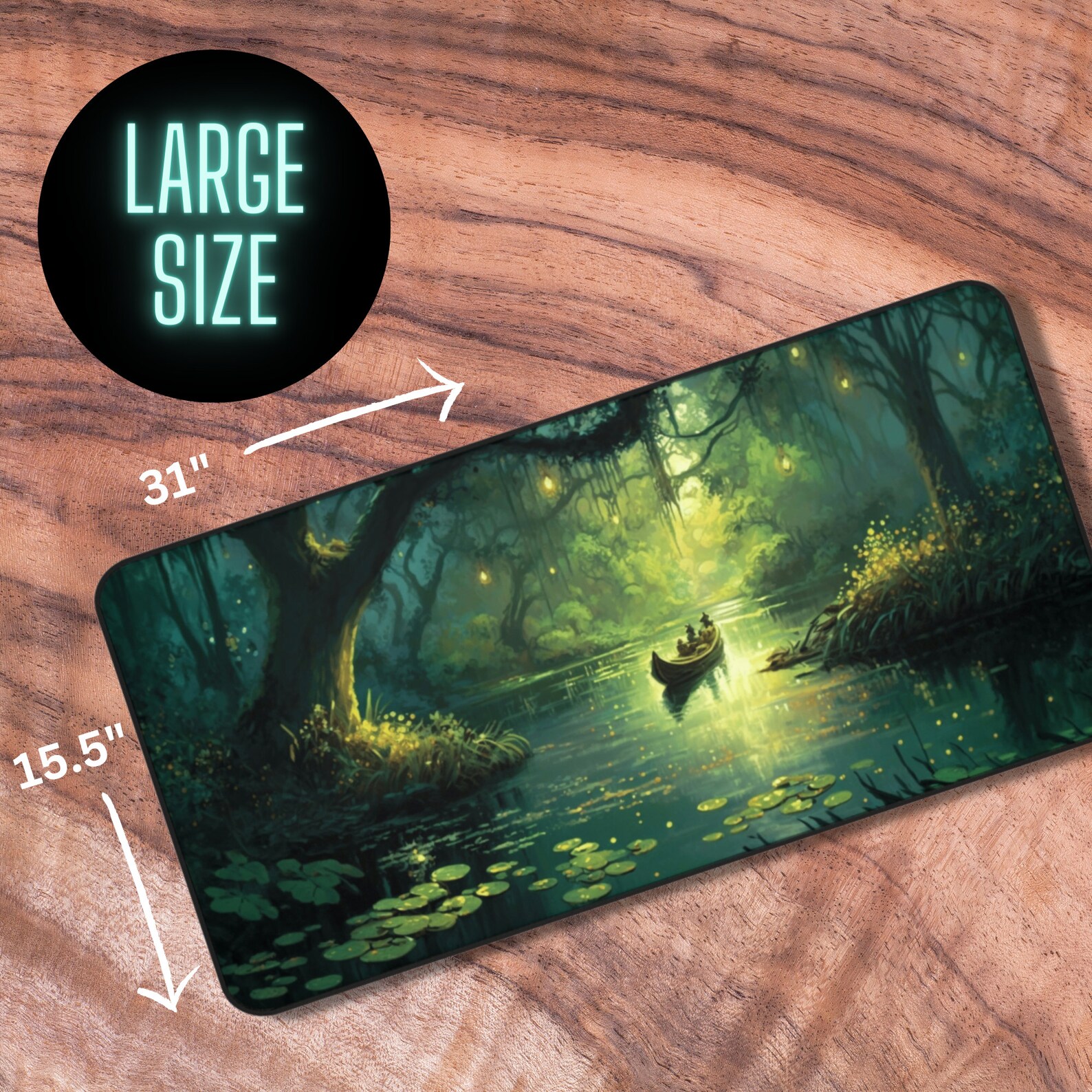 Green Bayou Desk Mat, Enchanted Forest Mouse Pad, XXL Mouse Pad, Green ...