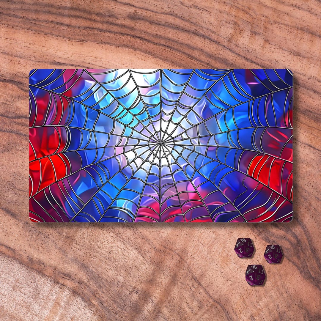 Stained Glass Spider Web MTG Playmat, TCG Neoprene Gaming Mat - Etsy