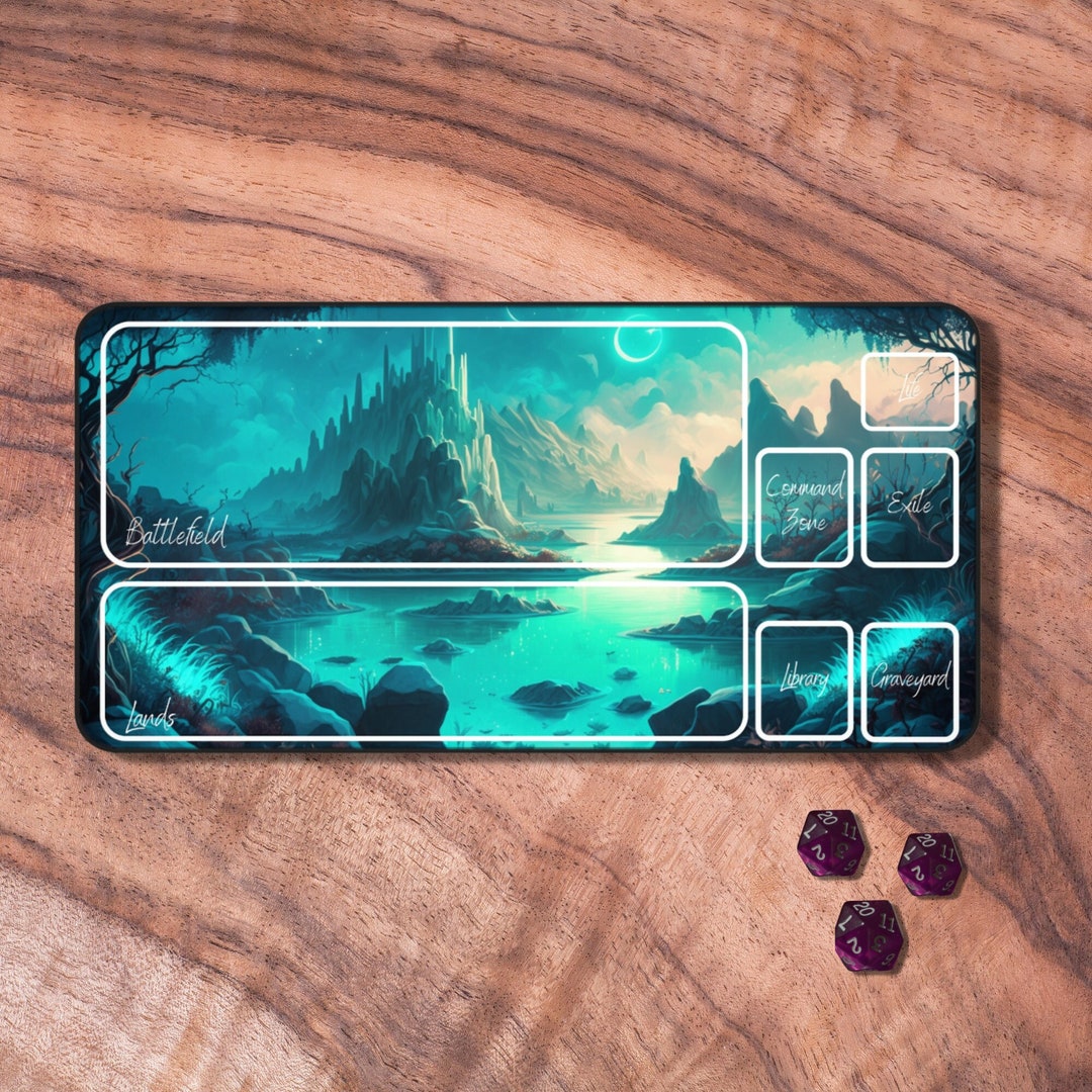 MTG Playmat, MTG Playmat With Zones, Blue Island Themed Card Playmat ...