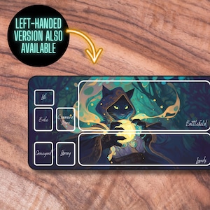 MTG Playmat With Zones, Cat Sorcerer Themed TCG Playmat, Vibrant ...