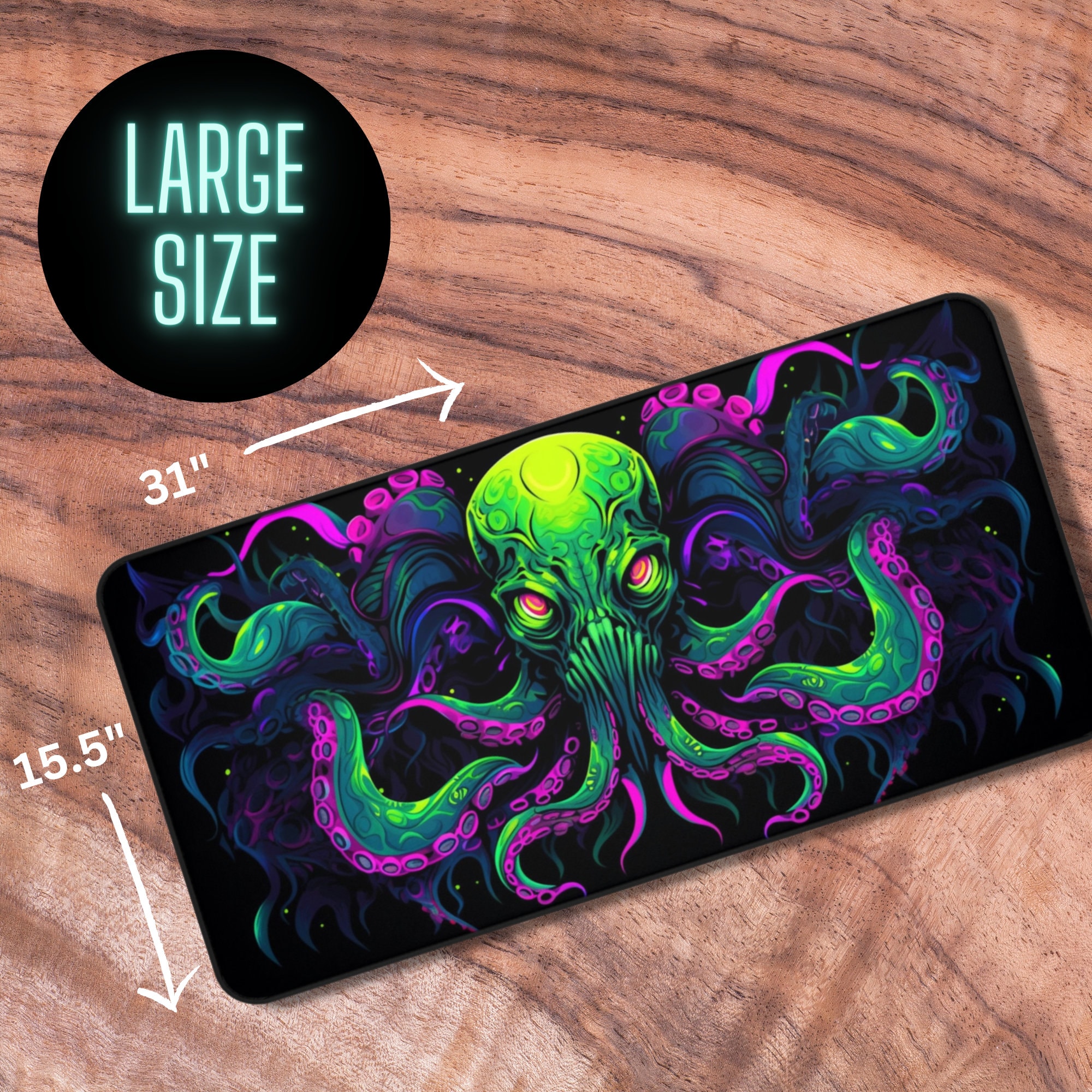 Desk Mat Cthulhu Neon Gaming Desk Mat Monster Themed Mouse - Etsy