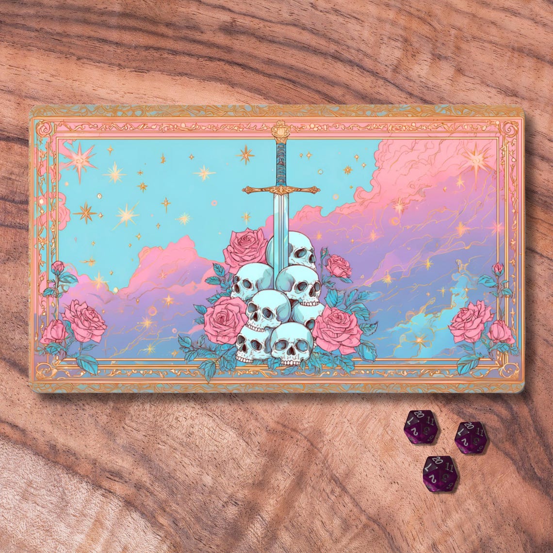 MTG Playmat, Cute Sword and Skull Themed MTG Playmat, Pastel Tarot ...
