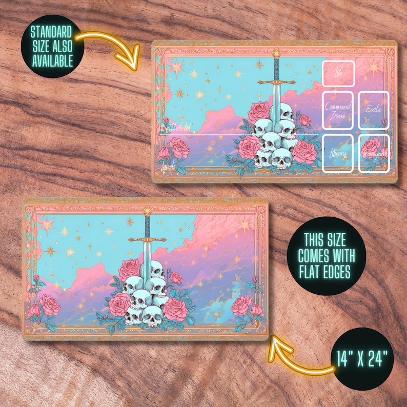 MTG Playmat, Cute Sword and Skull Themed MTG Playmat, Pastel Tarot ...