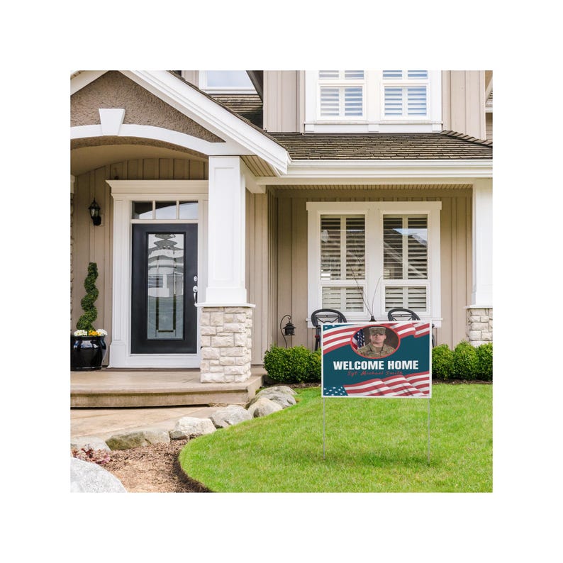Custom Photo Military Vinyl Yard Sign double Sided Welcome Home ...