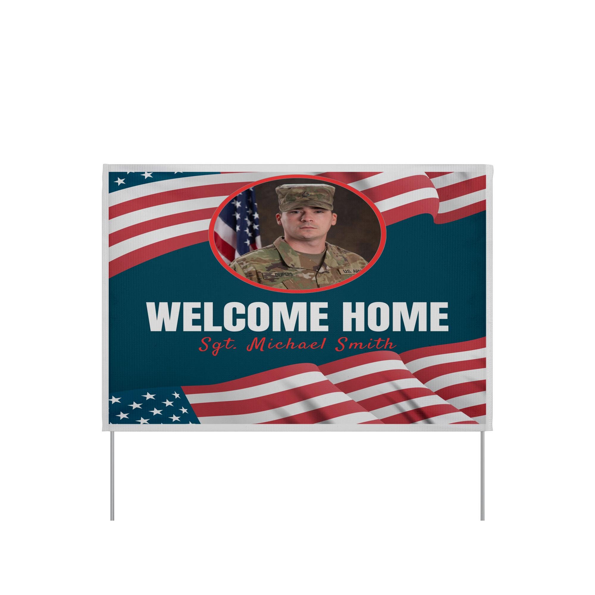 Custom Photo Military Vinyl Yard Sign double Sided Welcome Home ...