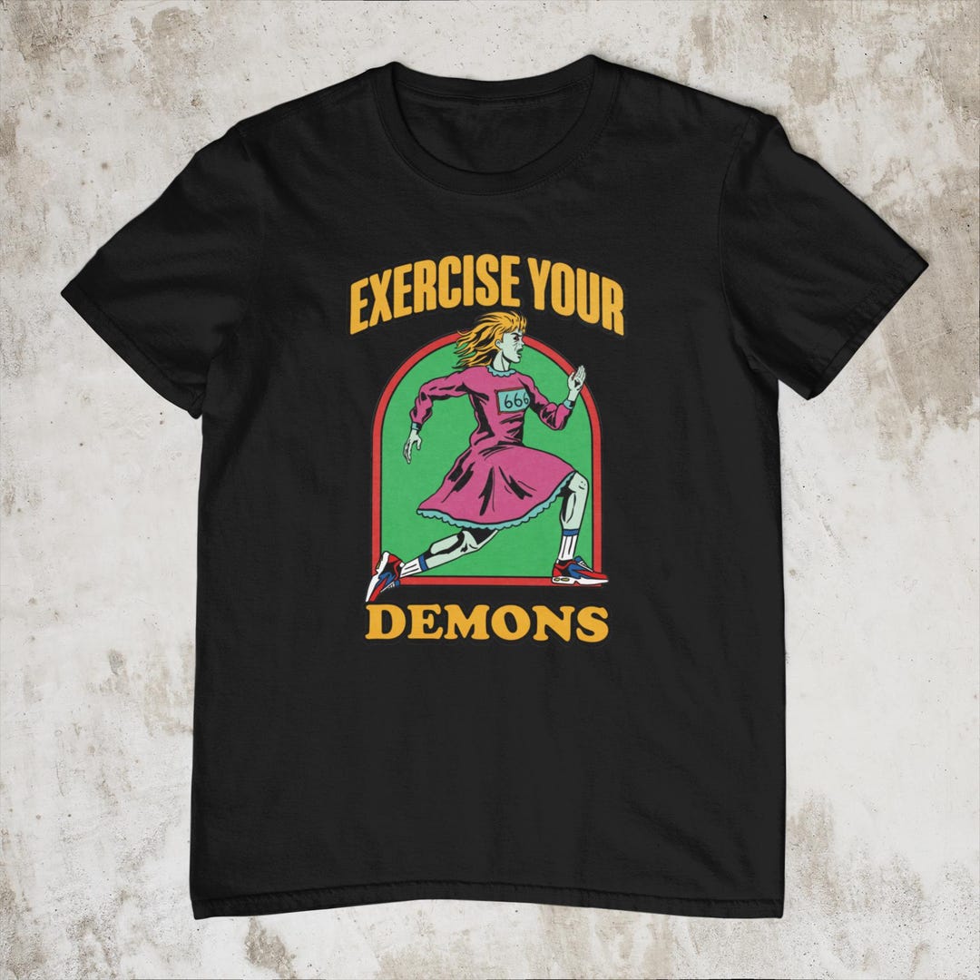 Exercise Your Demons Men's T-shirt | Devil Shirt, Funny Halloween Shirt ...