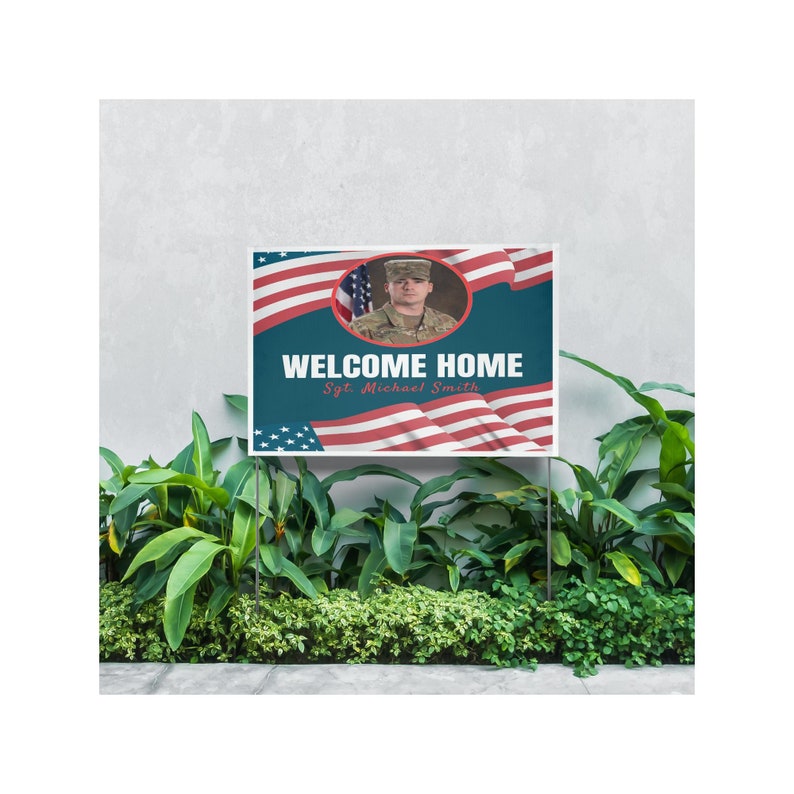 Custom Photo Military Vinyl Yard Sign double Sided Welcome Home ...