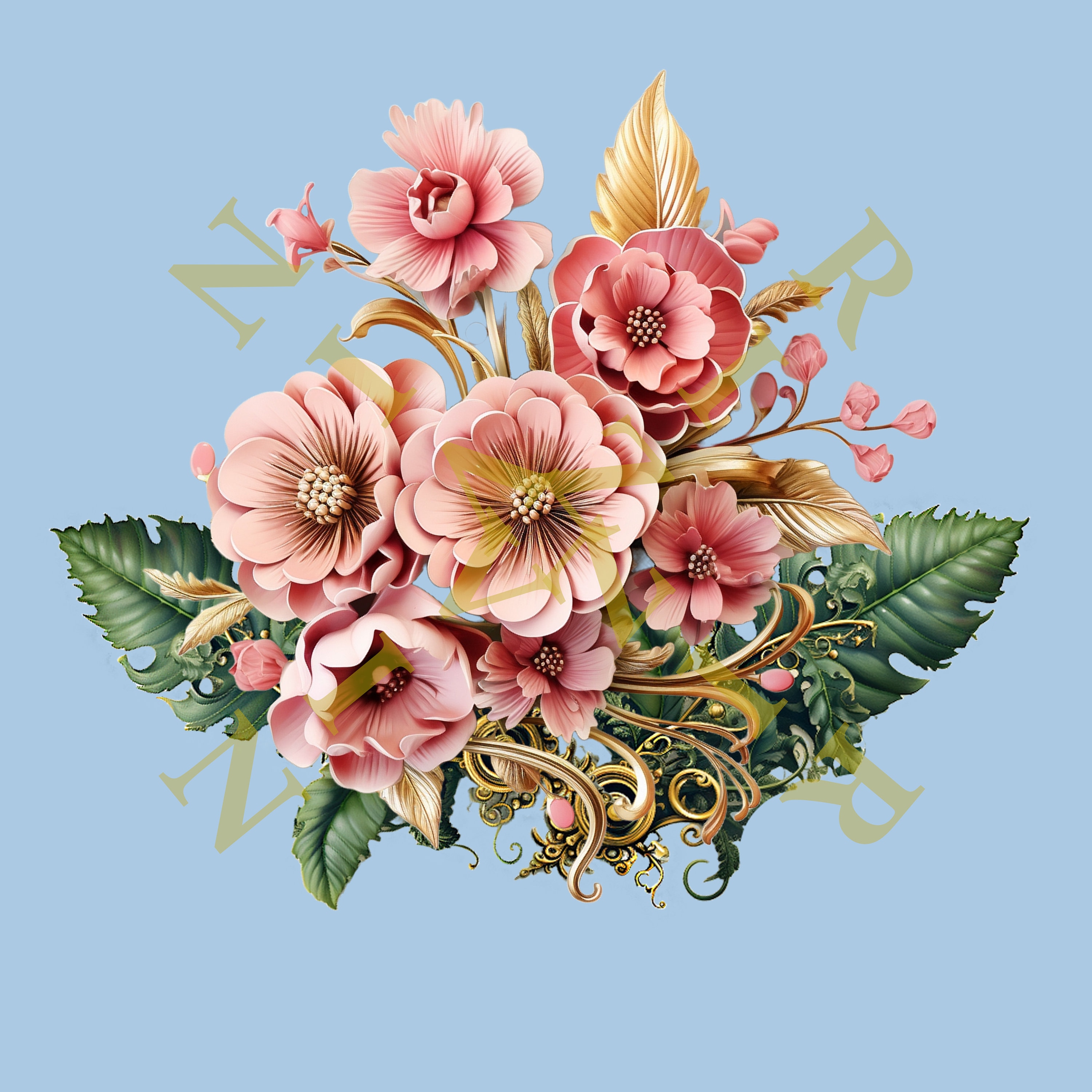 Floral Fusion Bouquets Clipart, Digital Instant Download Pink and Green ...