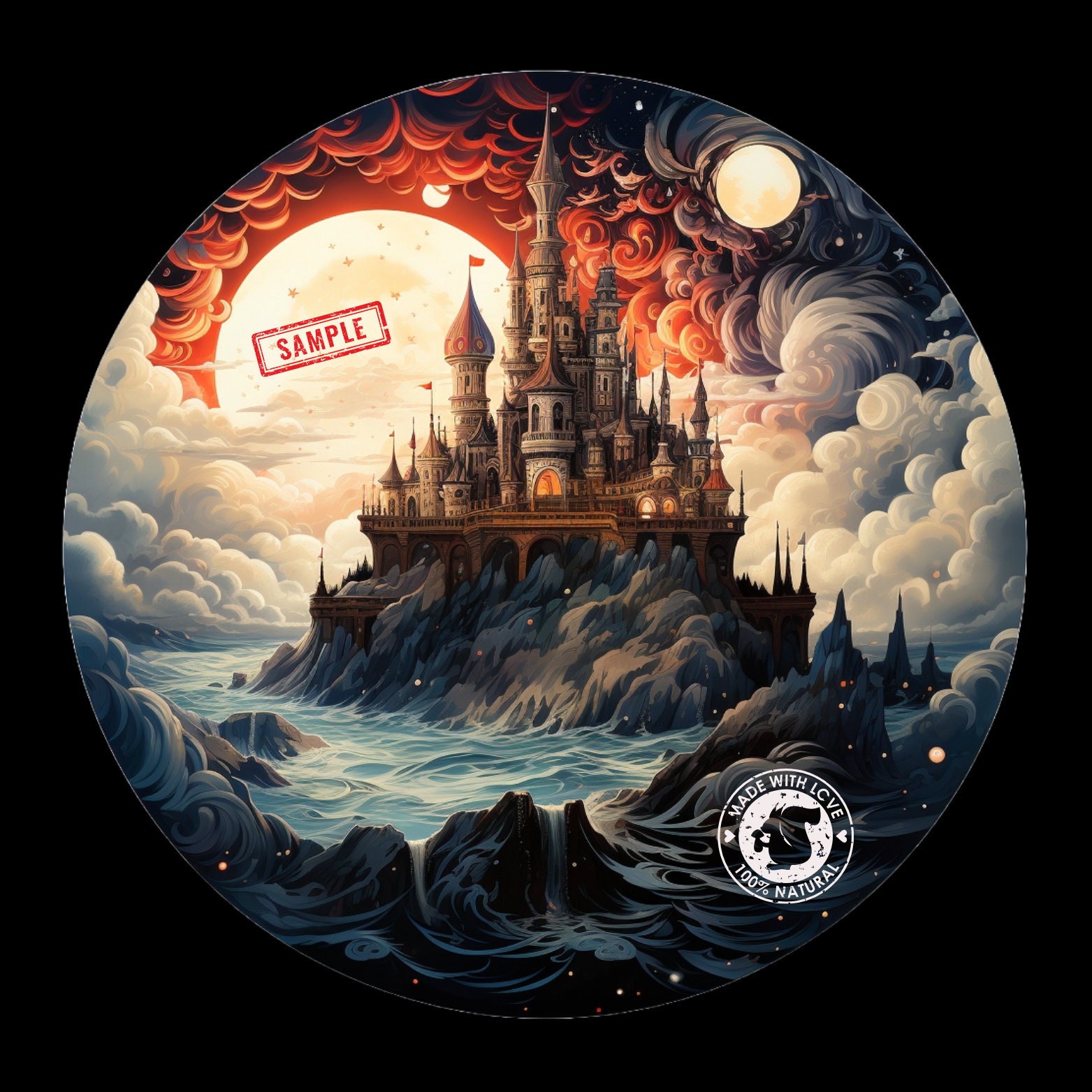Fantasy Dreamscape Moon With Castle Clipart, PNG Format Instant ...