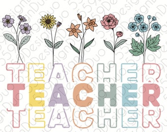 Floral Teacher PNG for Sublimation, Teacher Shirt Design Png ,favorite ...