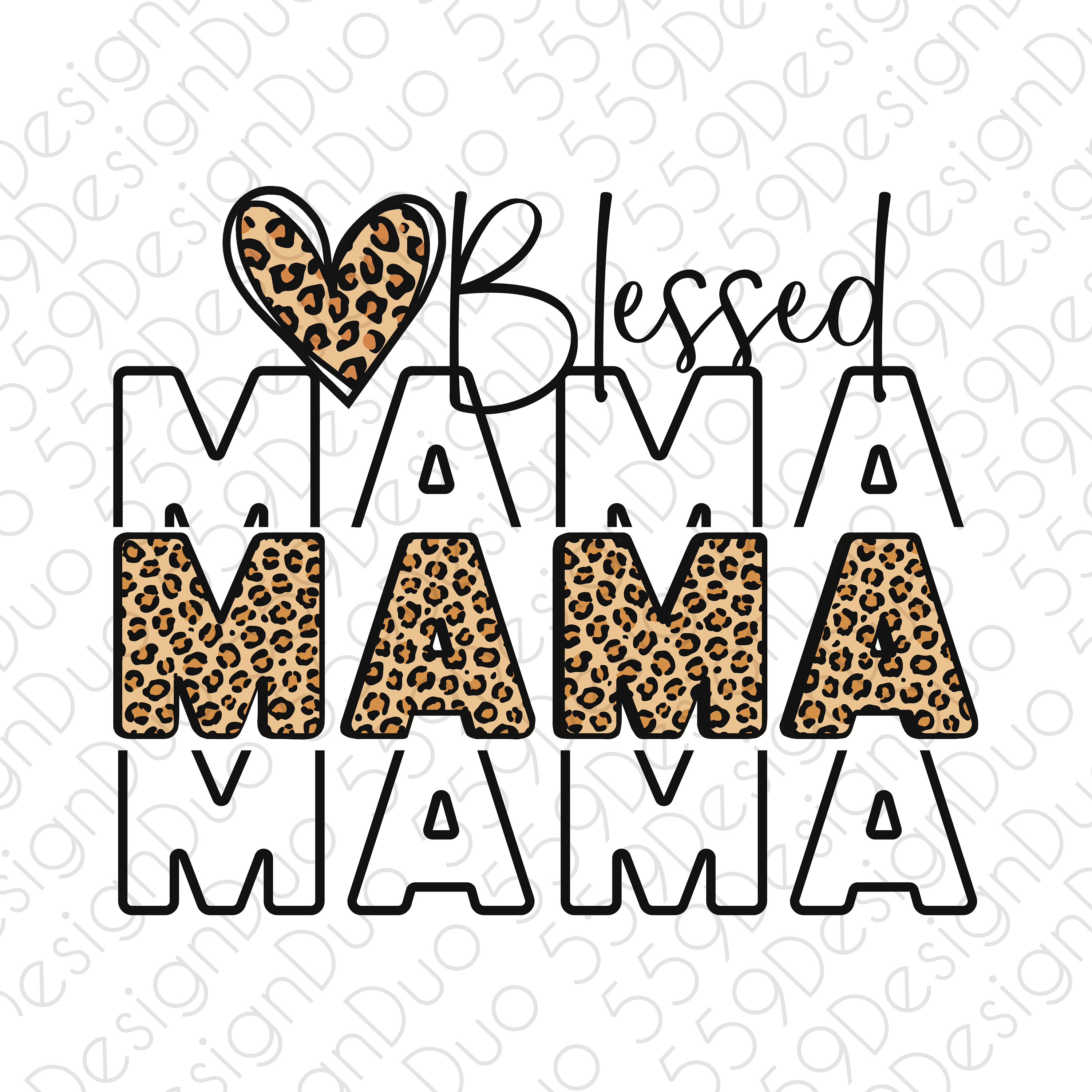 Leopard Print Blessed Mama Png - Animal Print Mama Digital Design for ...