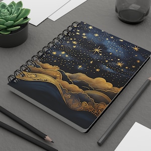 Starry Sky Galaxy Ruled Line Spiral Notebook for School Diary Writing ...
