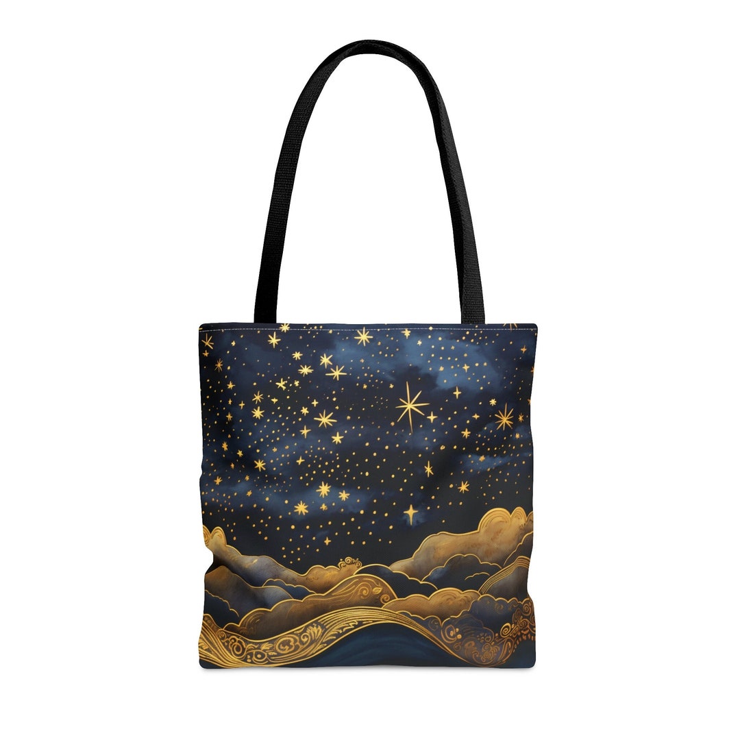 Whimsical Art Deco Night Sky Tote Bag Gift for Her Dreamy Star Travel ...