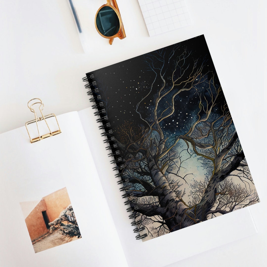 Dark Forest Tree Notebook Woodlands Night Sky Soft Cover Notebook ...