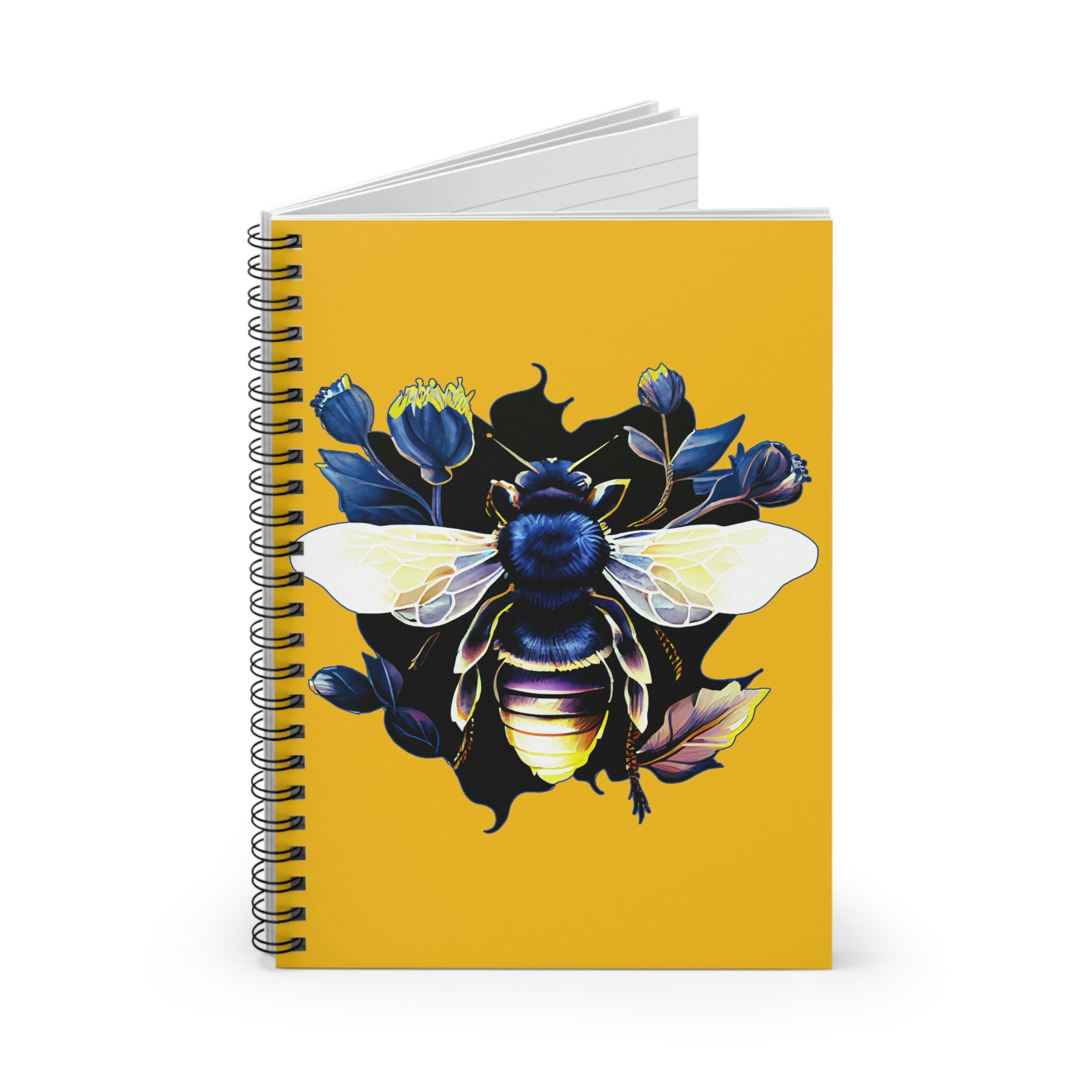 Honey Bee Art Deco Notebook Design Indigo and Gold Honebee - Etsy