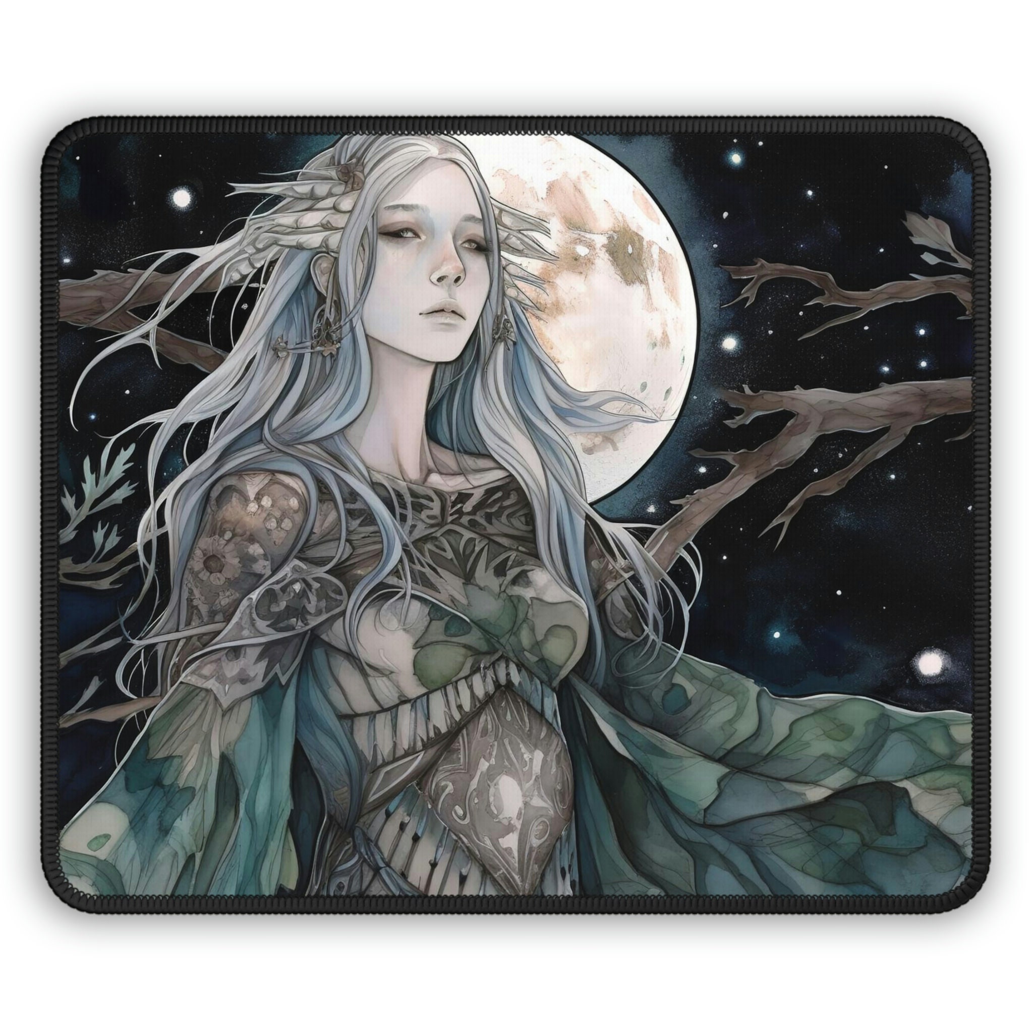 Enchanted Forest Night Elf Mouse Pad Gift for Her Full Moon Dark Fae ...