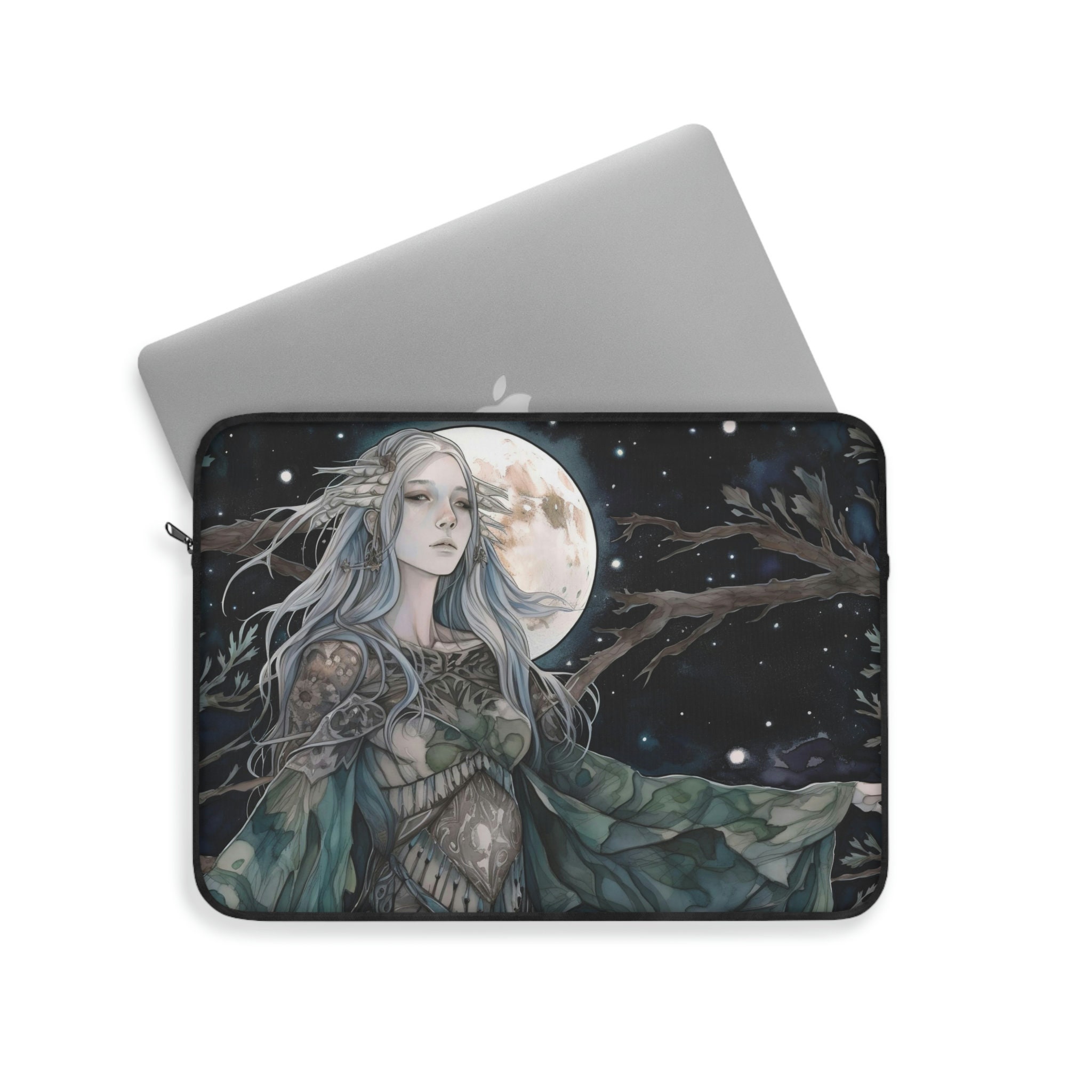 Enchanted Forest Night Elf Laptop Sleeve Gift Full Moon Dark Fae Tablet ...