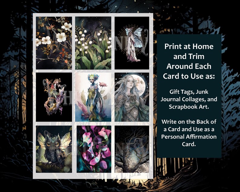 Printable ATC Cards Dark Forest Fantasy Gift Tags Magical Dark - Etsy