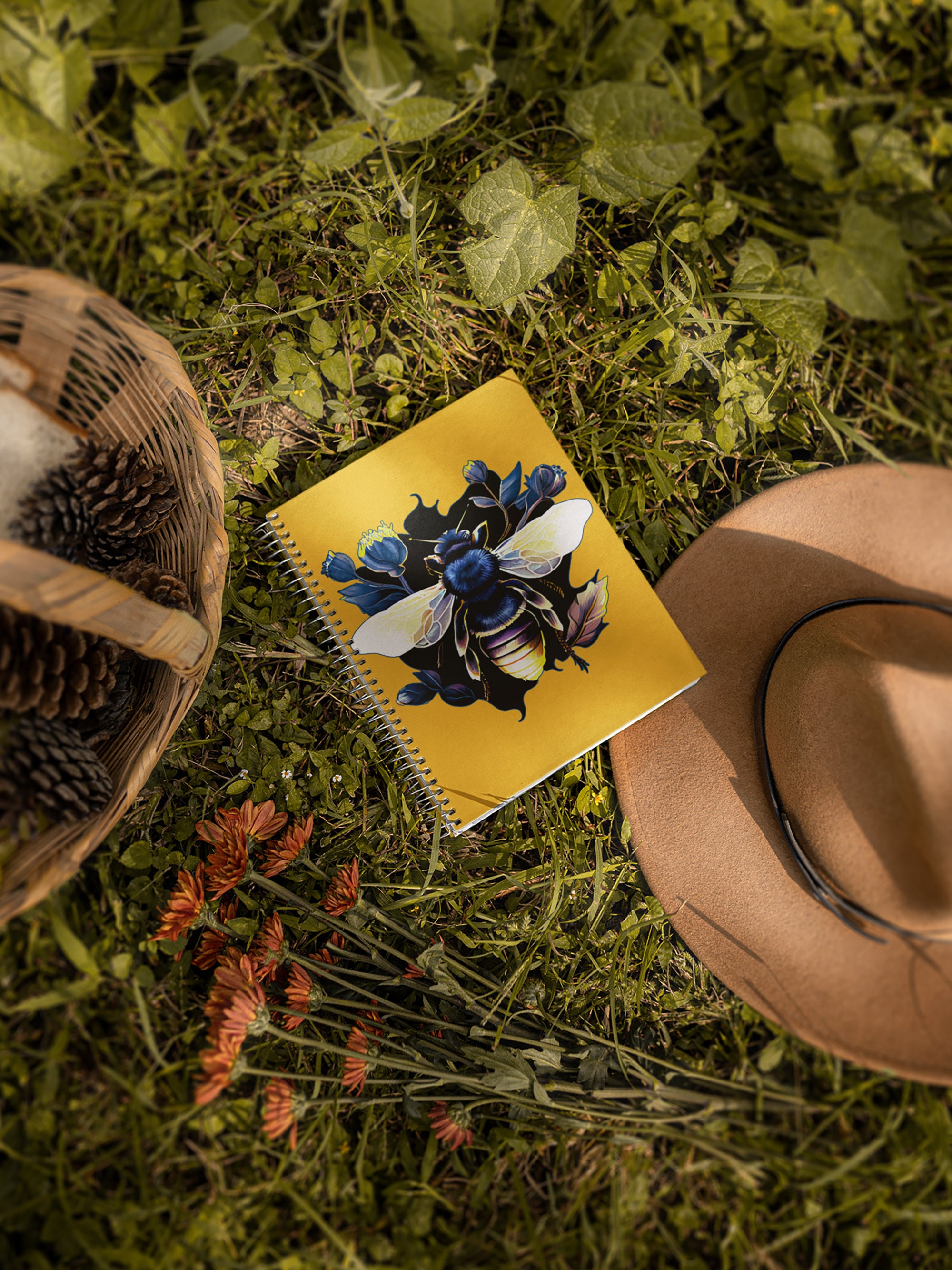 Honey Bee Art Deco Notebook Design Indigo and Gold Honebee - Etsy