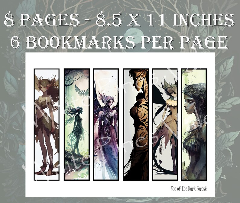 Printable Bookmarks Dark Enchanted Forest Fae Digital Download - Etsy