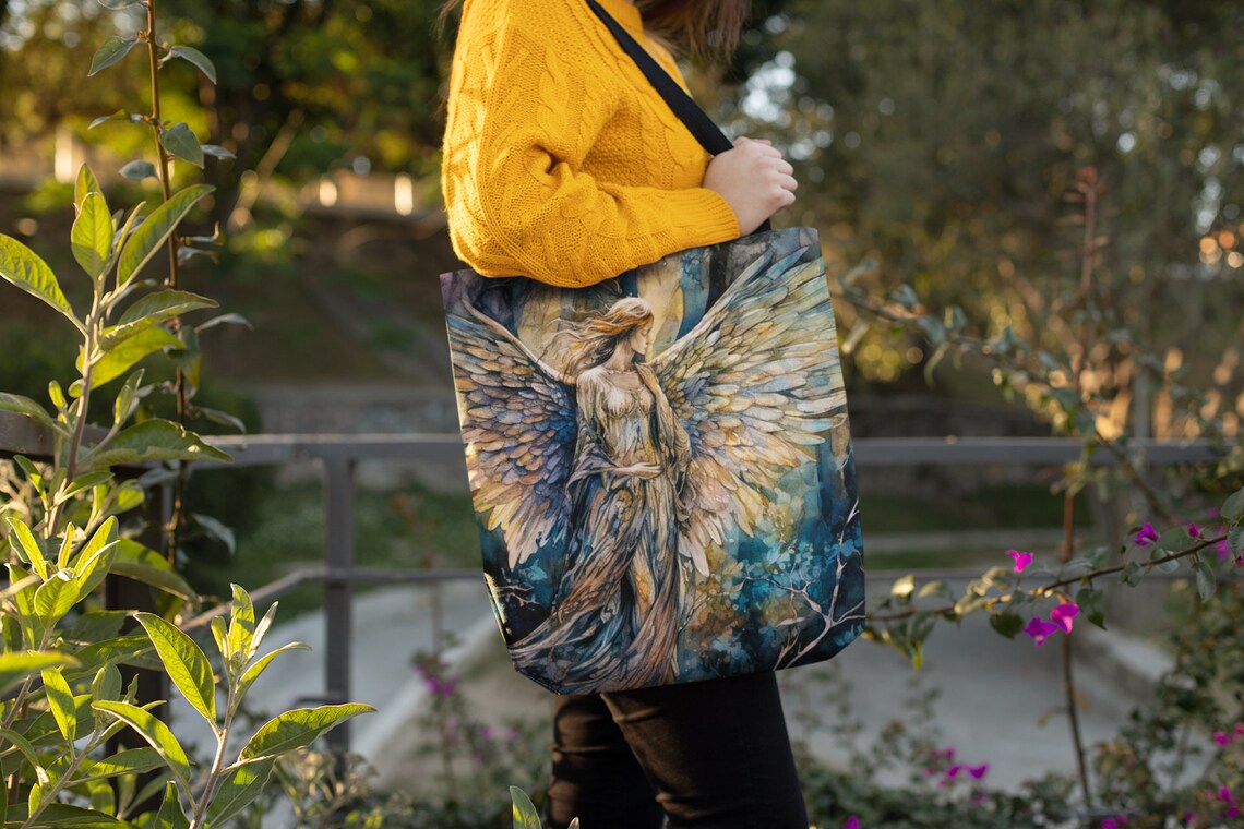 Enchanted Forest Angel Tote Bag Gift Angel in the Woods Shopping Tote ...