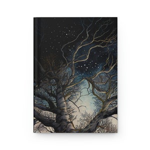 Dark Forest Tree Night Sky Journal Woodlands Birch Starry Night Hard ...