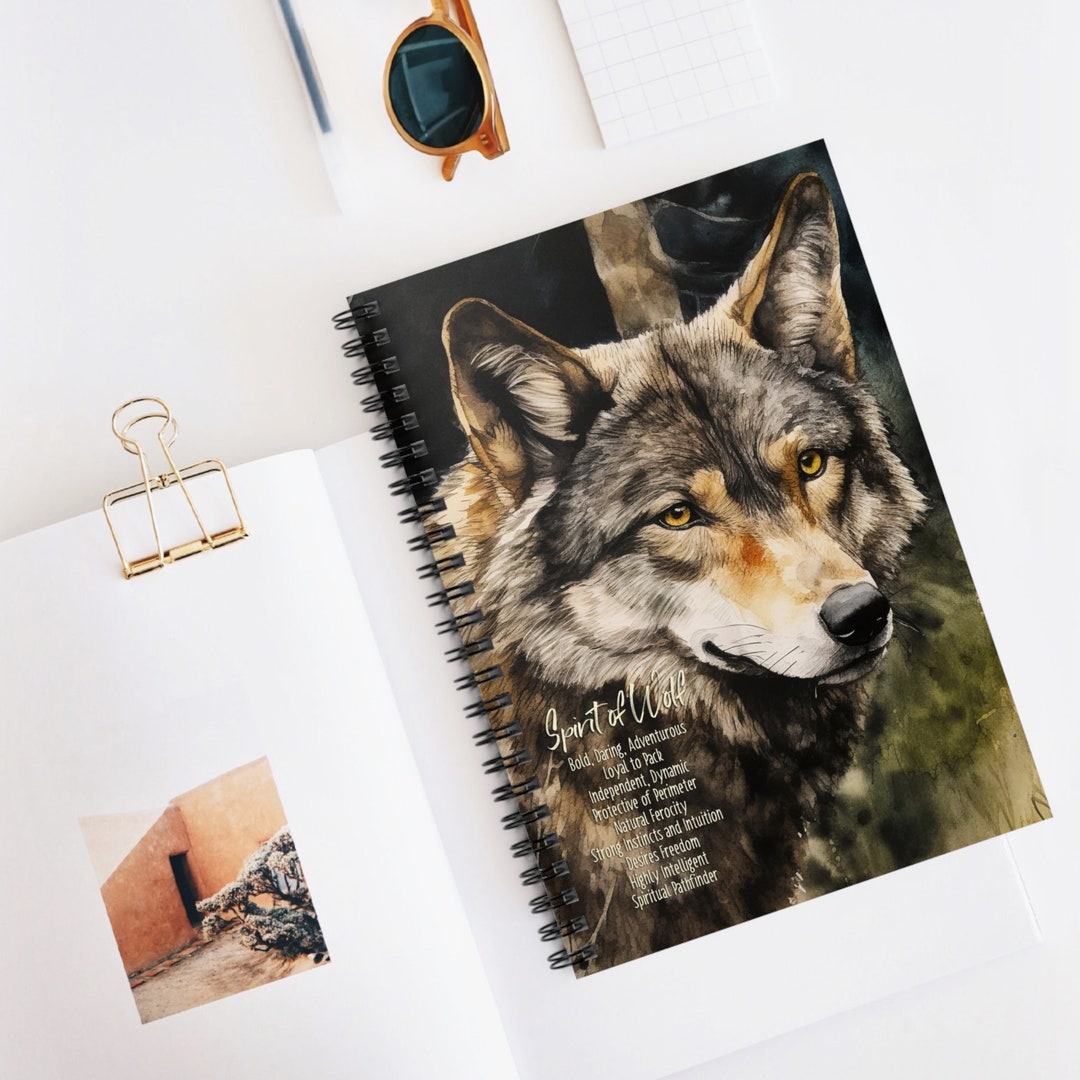 Wolf Spiral Notebook Spirit Animal Gift Soft Cover Journal Wolf Animal ...