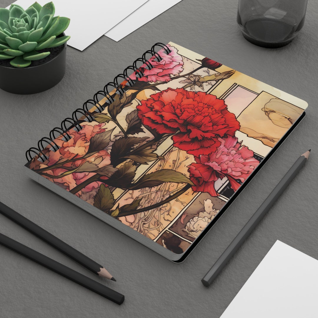 Carnation Birth Flower Soft Cover Journal Gift for Her Vintage ...