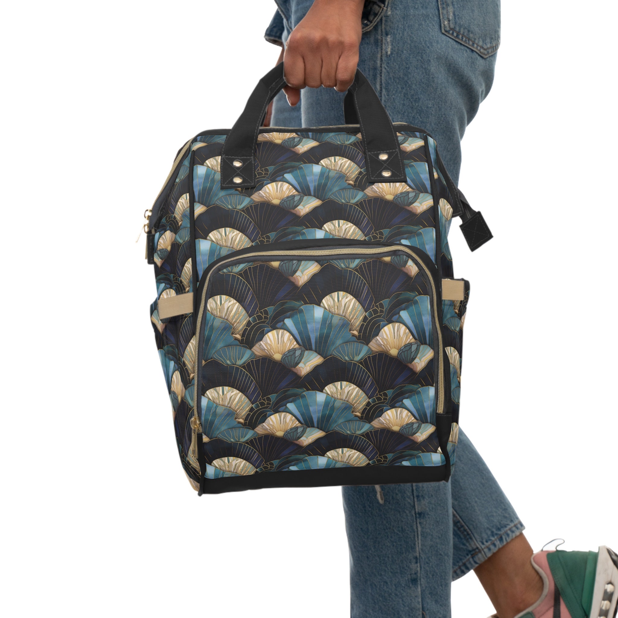 Art Deco Seashells Backpack Gift for Her Blue Sea Shells - Etsy
