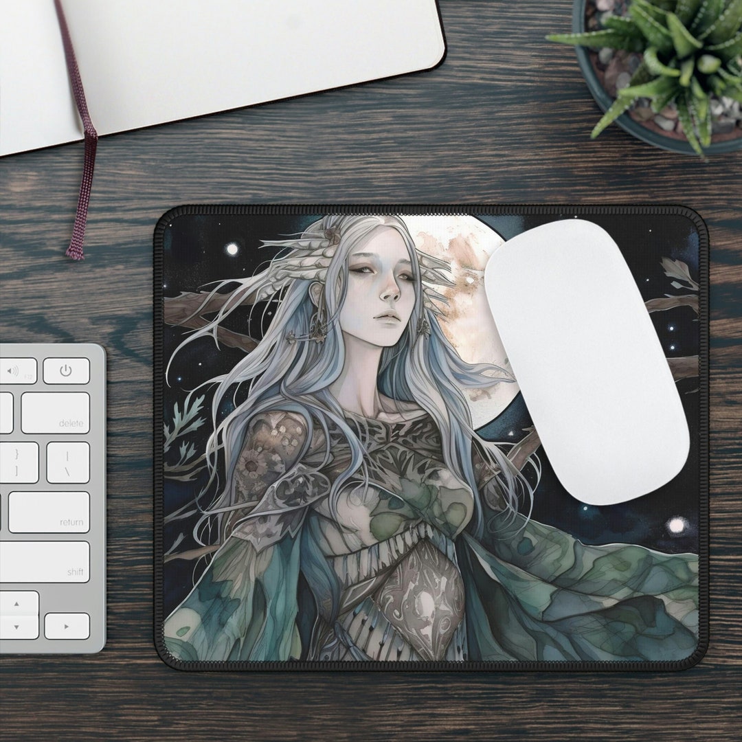 Enchanted Forest Night Elf Mouse Pad Gift for Her Full Moon Dark Fae ...