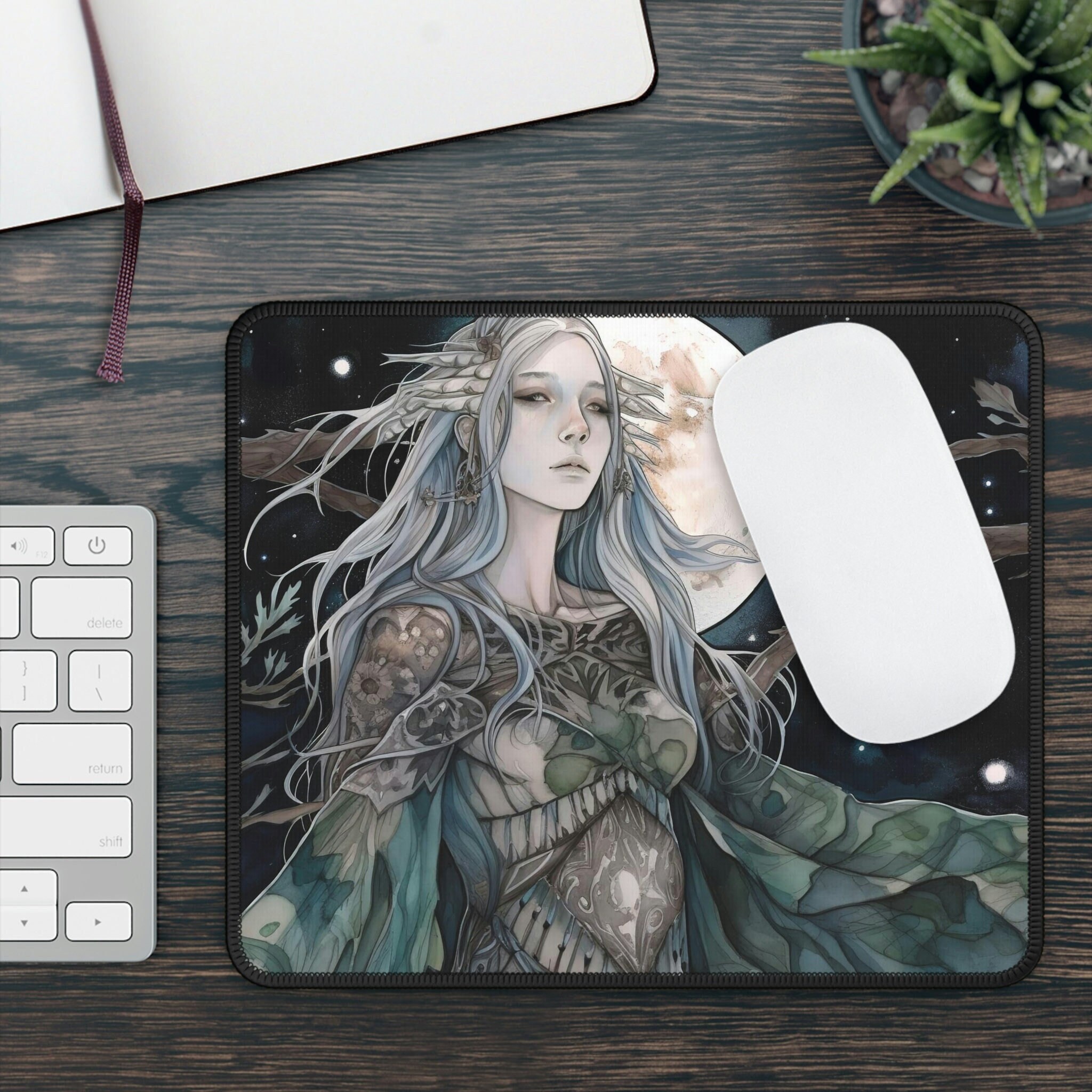Enchanted Forest Night Elf Mouse Pad Gift for Her Full Moon - Etsy