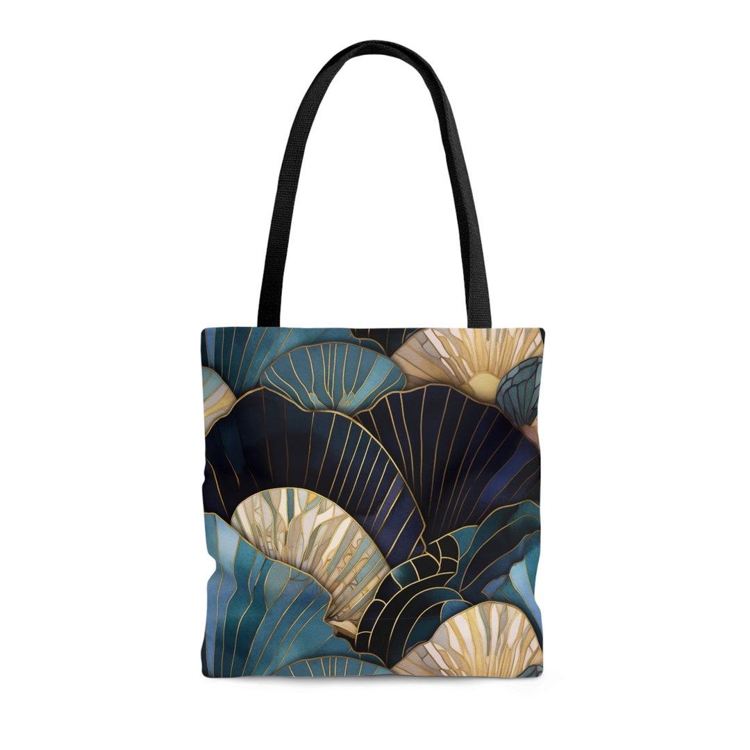 Art Deco Seashells Tote Bag Gift for Her Blue Sea Shells Summer Tote ...