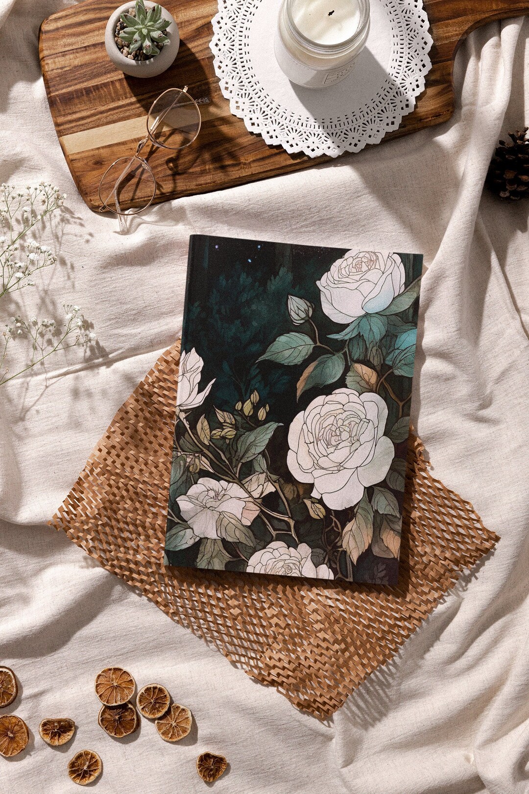 Wild Roses Botanical Art Hard Cover Journal Gift for Her June Birth ...