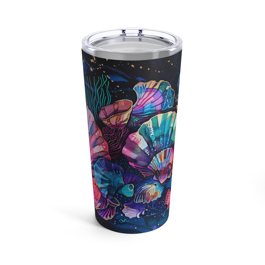 Bright Seashell Tumbler Whimsical Summer Seashells Travel Tumbler Gift ...