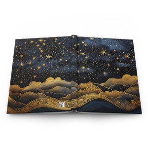 Whimsical Art Deco Night Sky Journal Gift for Her Hard Cover Dream ...