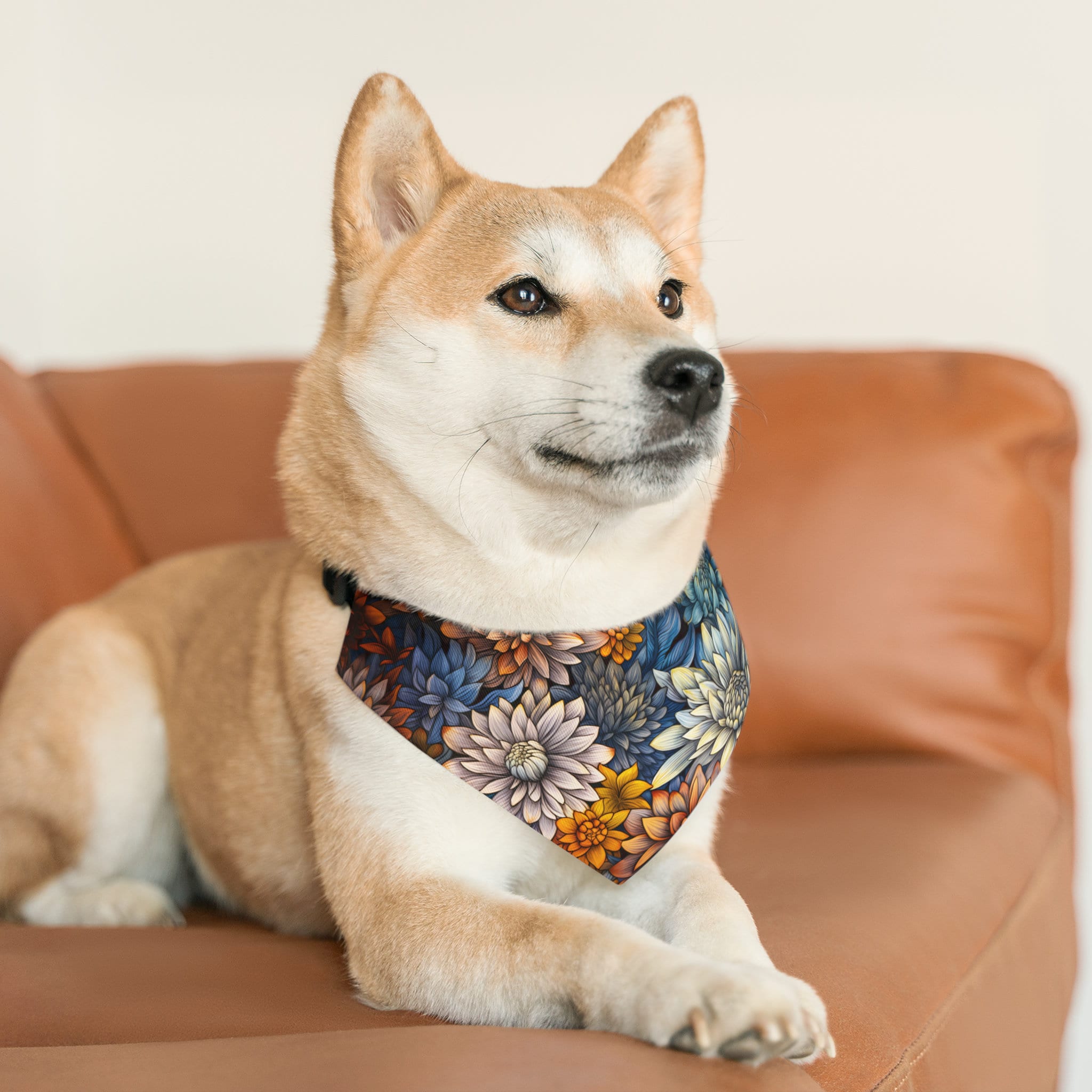 Aster Floral Dog Bandana Collar Gift Art Deco Vintage Asters Pet ...